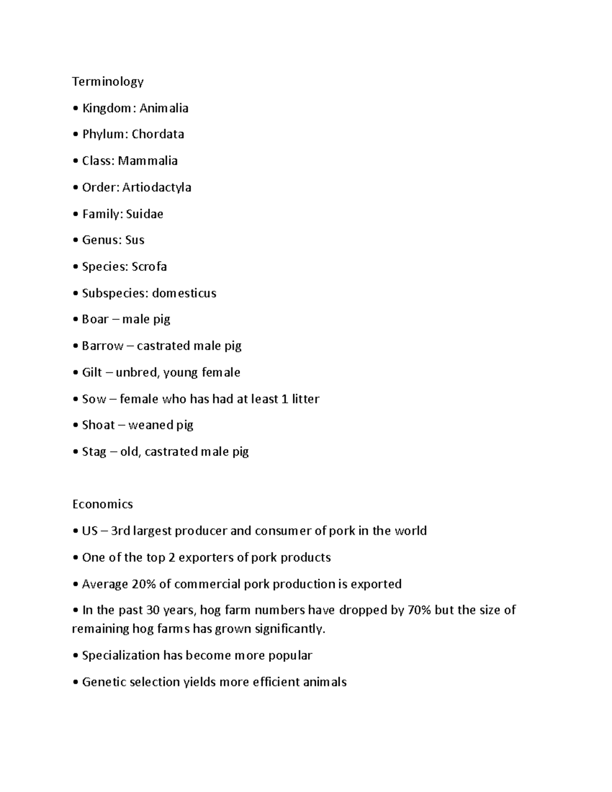 Introduction to Swine - Terminology Kingdom: Animalia Phylum: Chordata ...