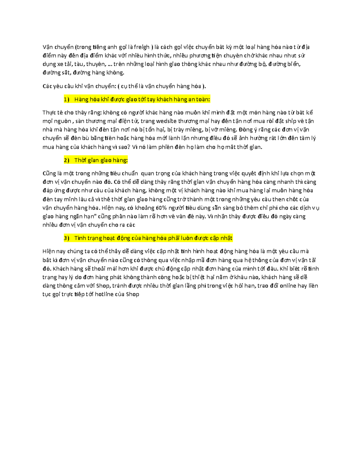 Requirement of transportation - V n chuy n (trong tếếng anh g i là freigh ) là cách g i vi c ...