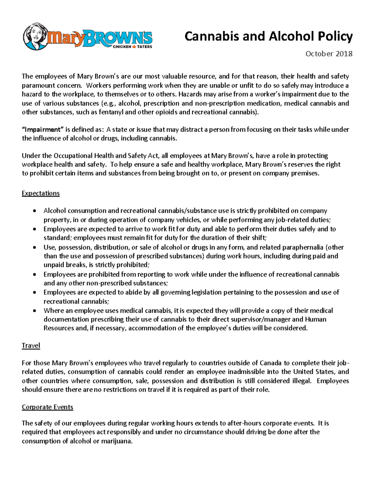 Cannabis and Alcohol Policy Oct 2018 - Cannabis and Alcohol Policy ...