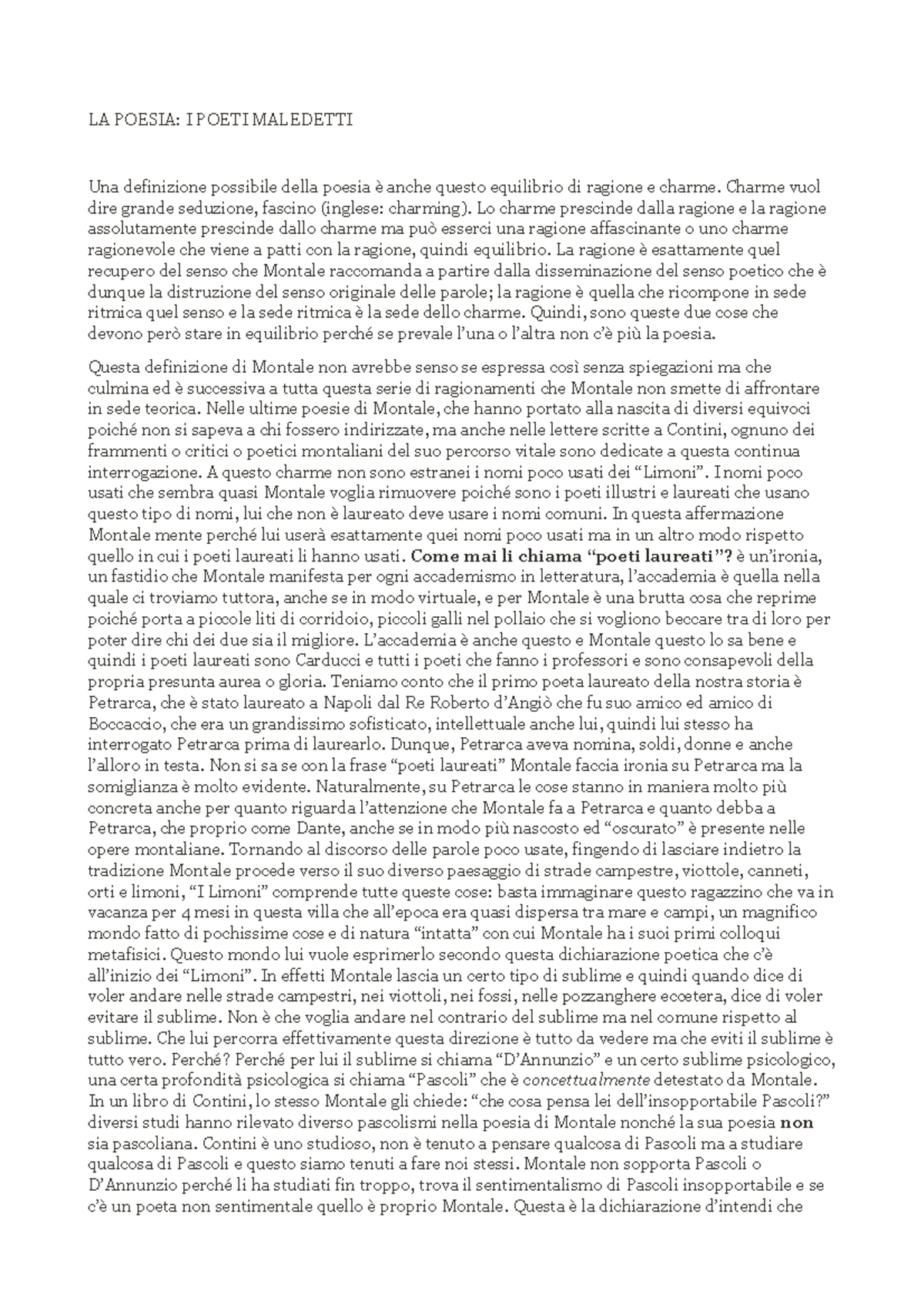 LA Poesia montaliana, il poeta maledetto - LA POESIA: I POETI MALEDETTI ...