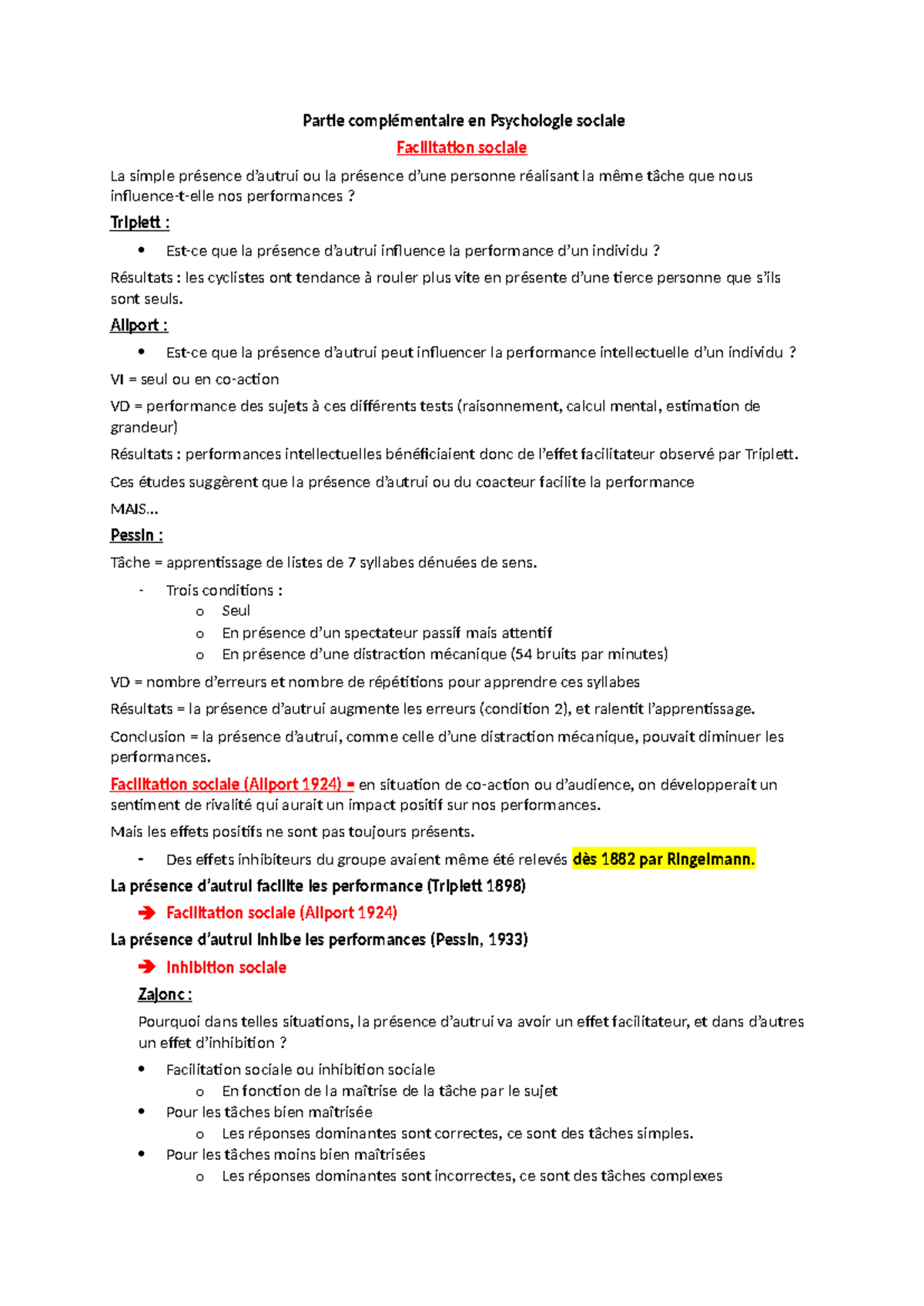 CM 1 complémentaire - Ce sont seulement des notes d'amphi rapportant ...