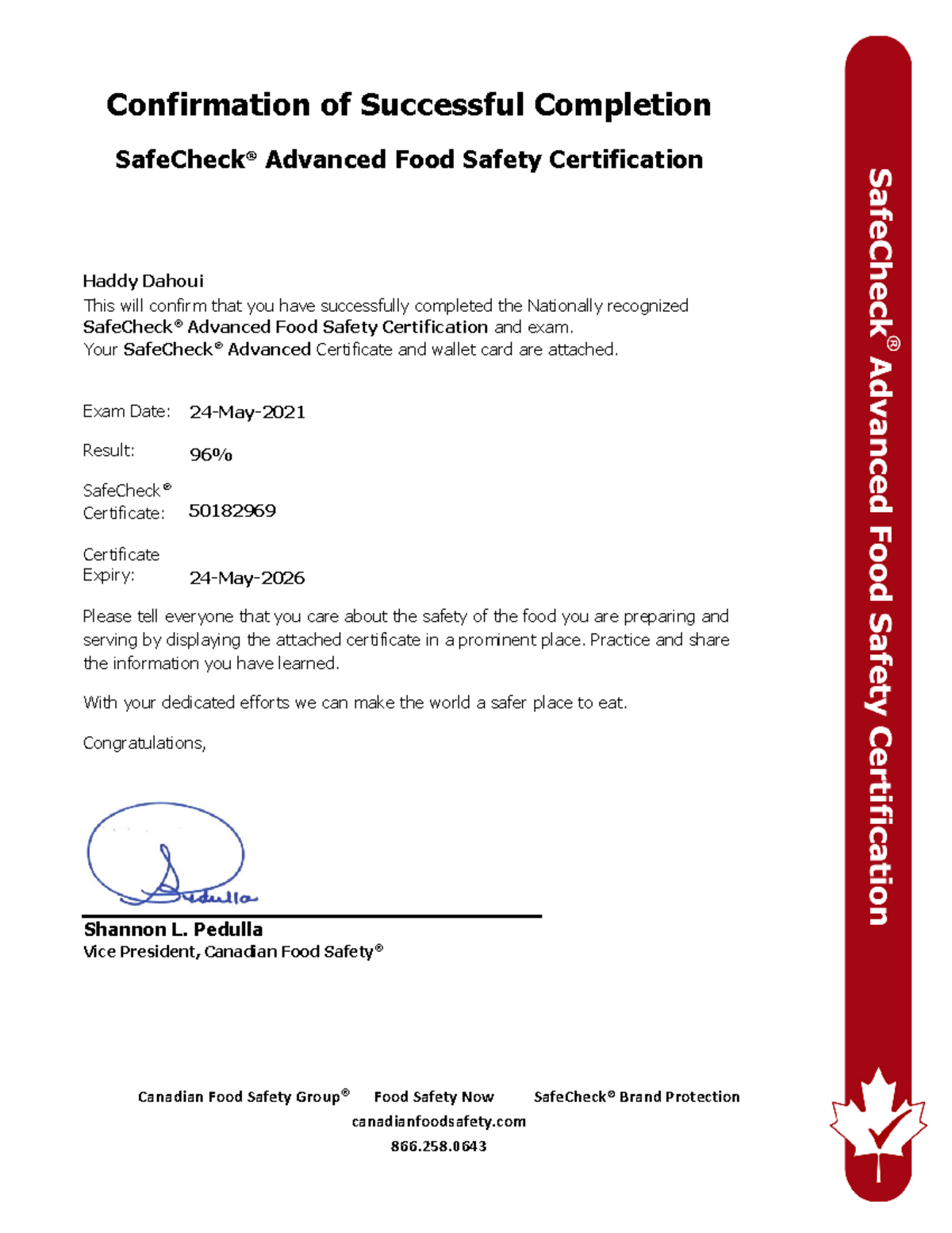Safe Food Handlers - Canadian Food Safety Group® Food Safety Now ...