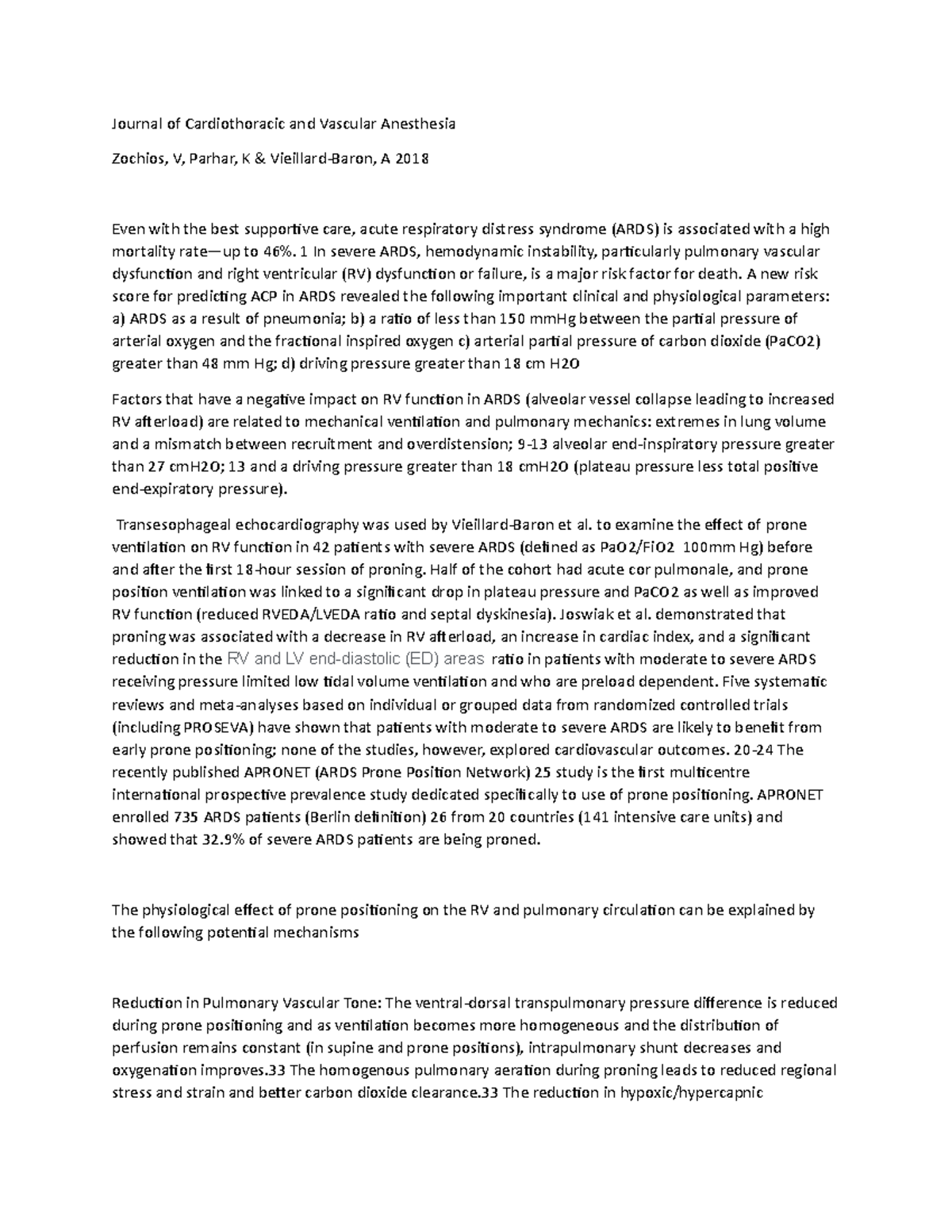 Journal of Cardiothoracic and Vascular Anesthesia - 1 In severe ARDS ...