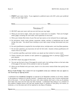 Exam2 2010 F23 B-key - Exam 2, Elisabeth Brown Multivariable - Exam 2 ...