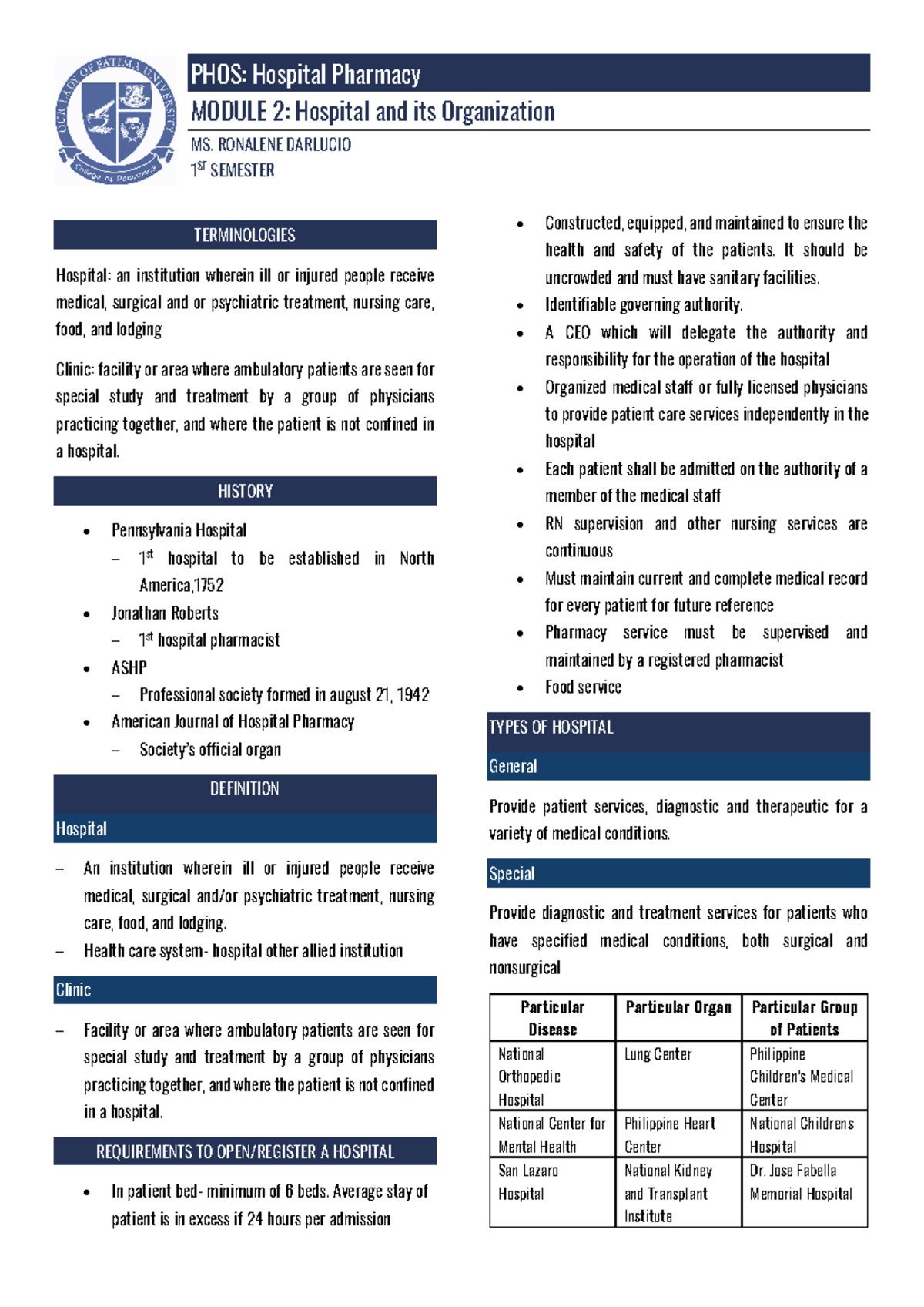 PHOS Module 2 - pdf reviewer - PHOS: Hospital Pharmacy MODULE 2 ...