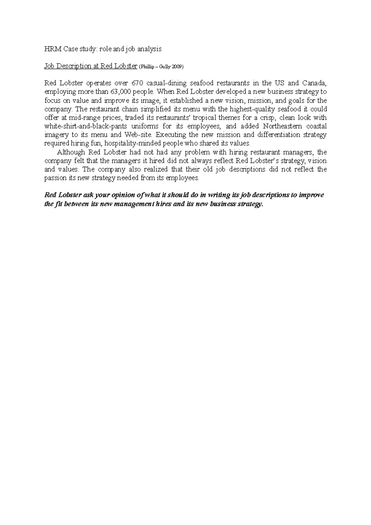 Pdfcoffee - Assignment on red lobster - Bcom hons. - Delhi University ...