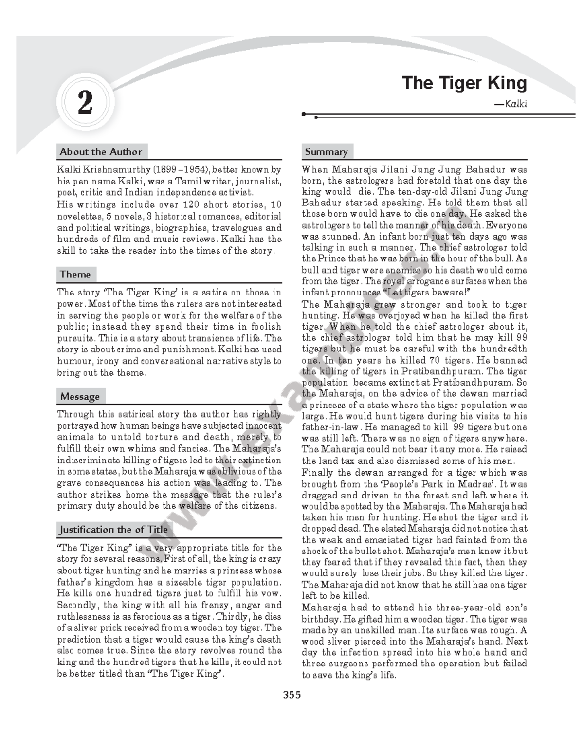 THE Tiger KING. - 355 About the Author Kalki Krishnamurthy (1899 –1954), better known by his pen ...