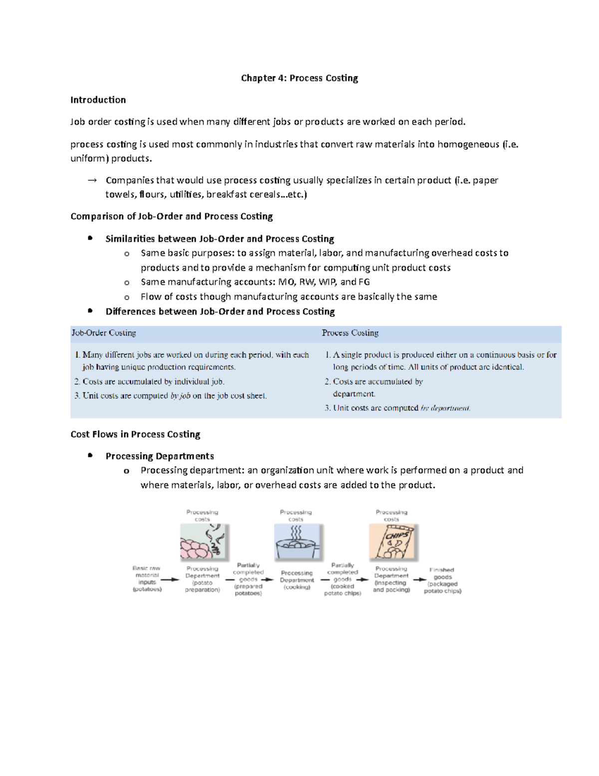 Chapter 4 - textbook - Chapter 4: Process Cosing Introducion Job order ...