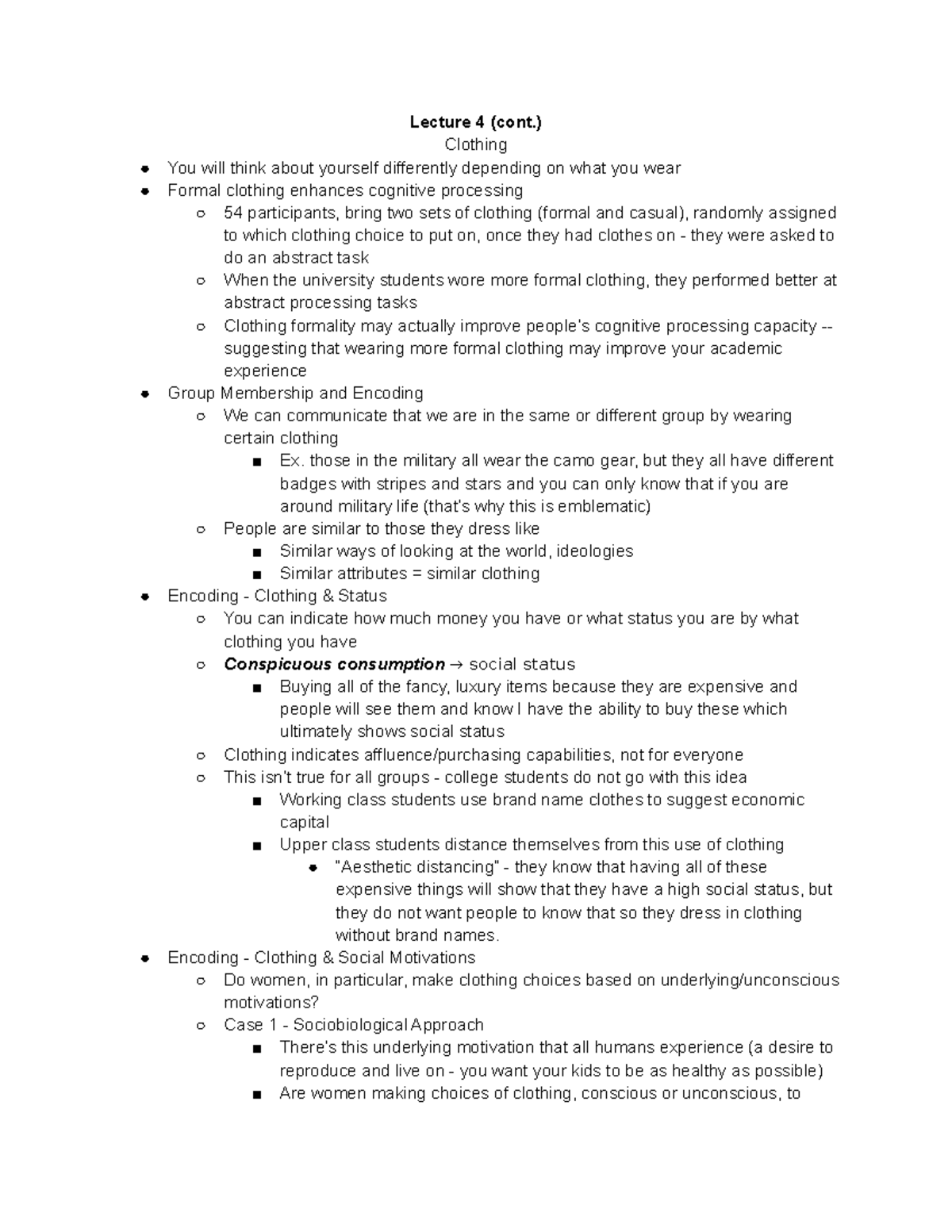 Lecture 4 - Clothing (cont - Lecture 4 (cont.) Clothing You will think ...