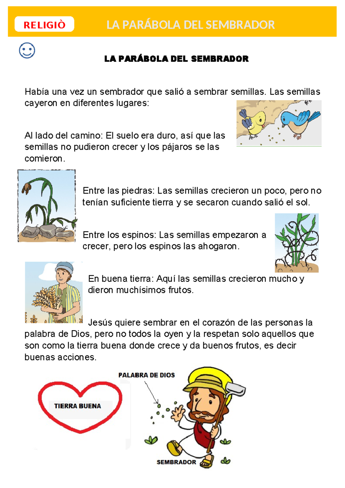 D3 A2 Ficha REL - LA PARÁBOLA DEL SEMBRADOR Había una vez un sembrador ...