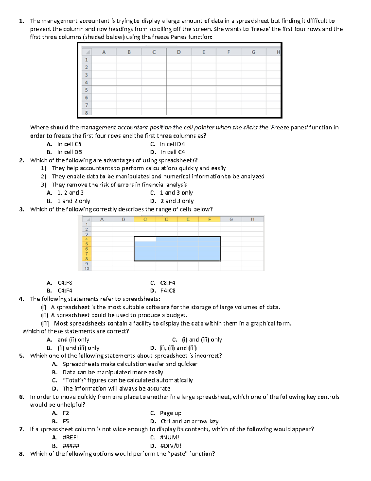 Test 4 Spreadsheet - Skan school of accountancy - The management ...