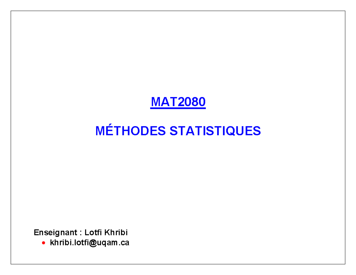 Chapitre 1 Statistique descriptive - MAT2080 - Warning: TT: undefined function: 32 - Studocu