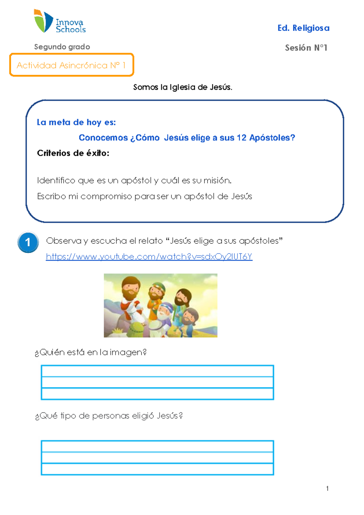 Ficha 1 Somos iglesia de Jesus - Segundo grado Sesión N° Somos la Iglesia de Jesús. Observa y ...