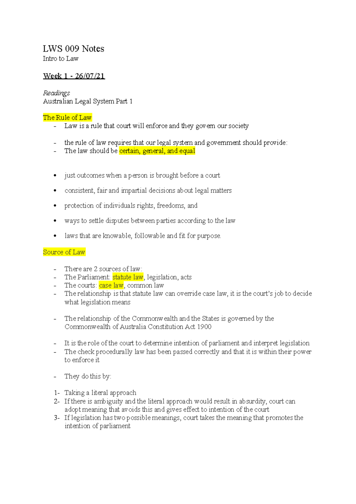 LWS009 Full Semester Workshop/ Lecture Notes - LWS 009 Notes Intro to ...