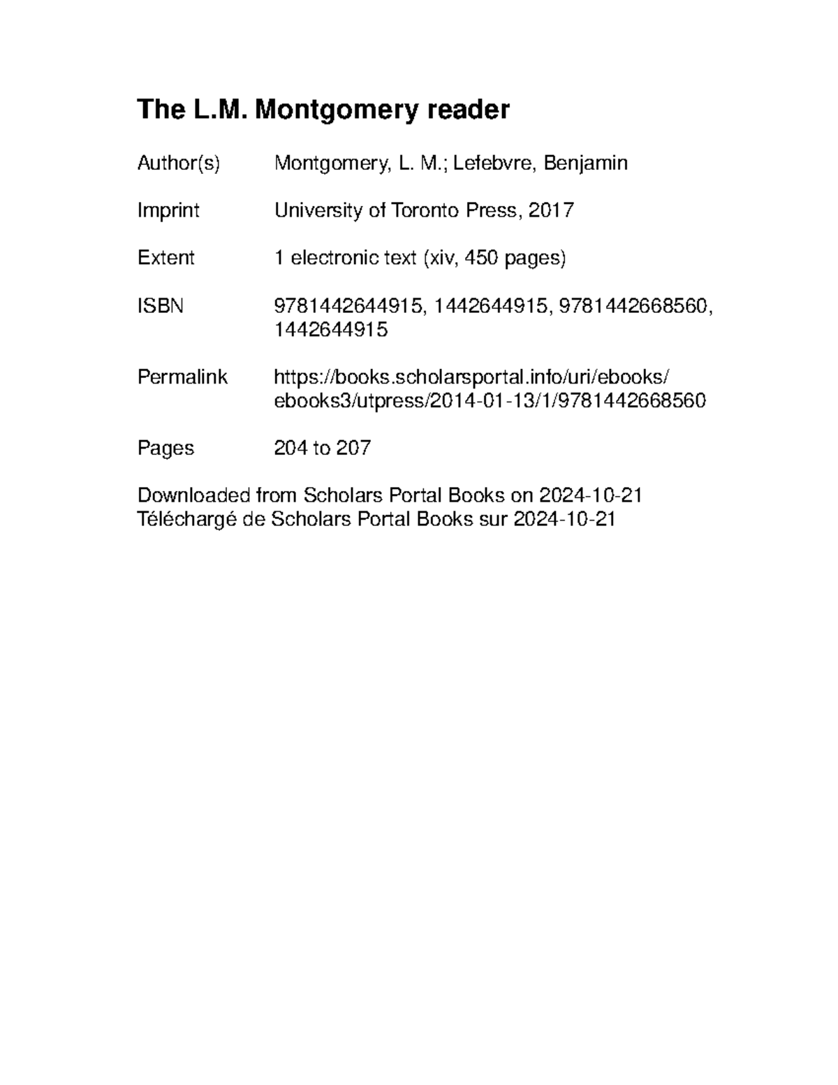 The L.M. Montgomery reader [Pages 204-207] [2024-10-21] - The L ...