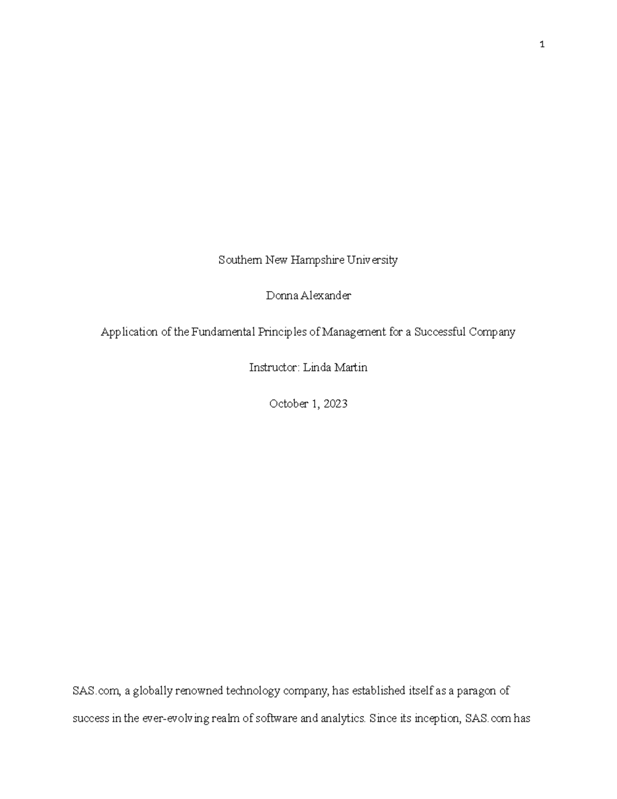 Module 5 final project 1 - Southern New Hampshire University Donna Alexander Application of the ...