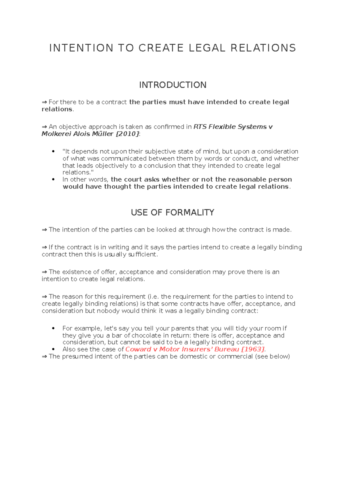 Intention TO Create Legal Relations - INTENTION TO CREATE LEGAL ...