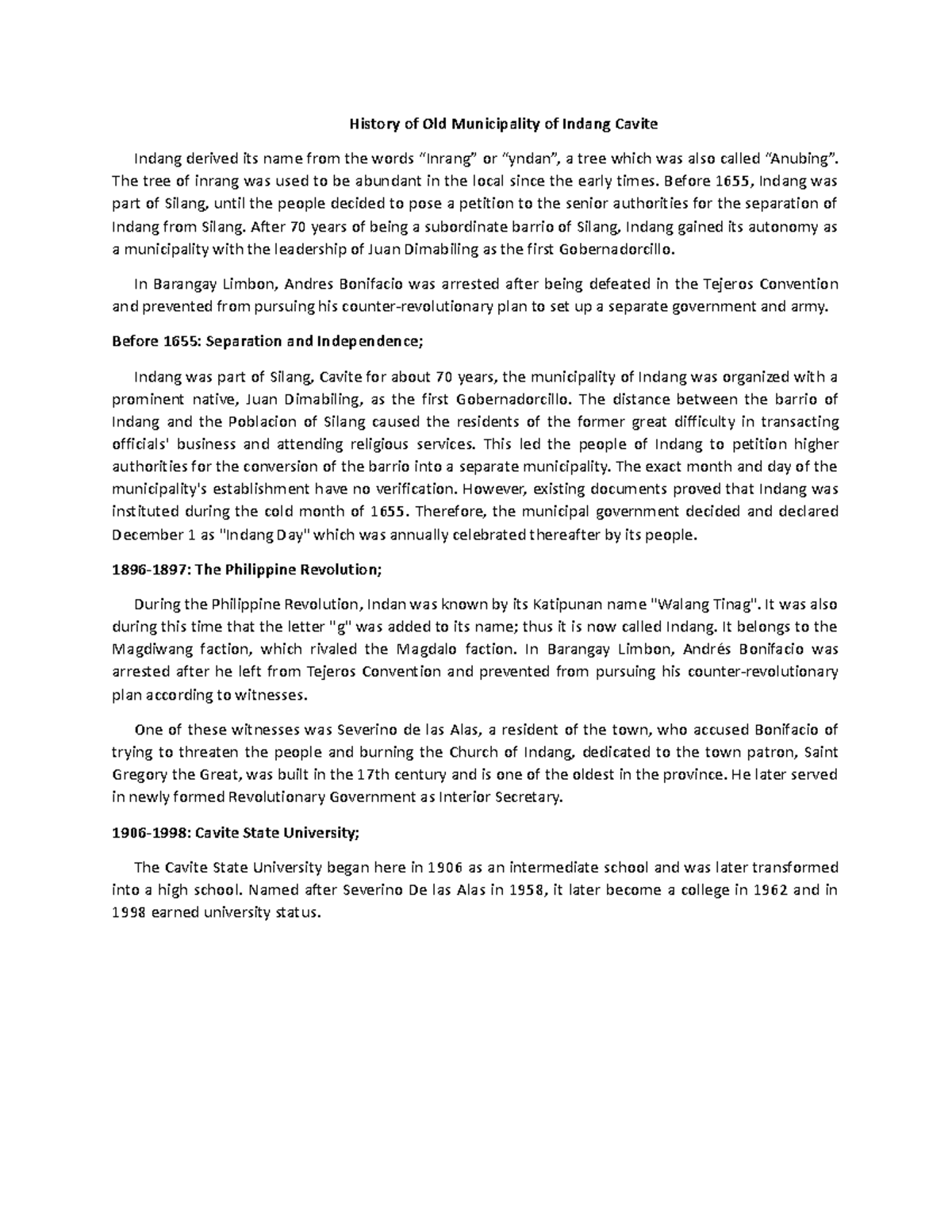 Indang-History - indang - History of Old Municipality of Indang Cavite ...