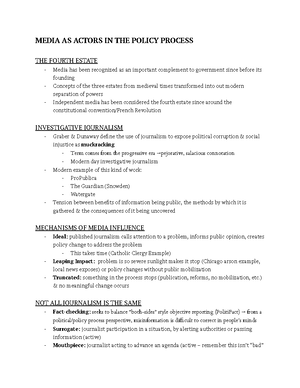 Policy Cycle Stages Model and Policy Typology Notes - RECAP Policy is ...