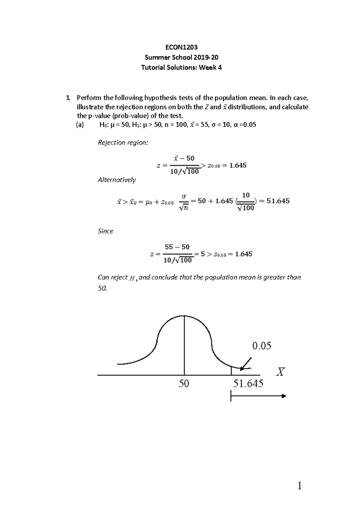 Tutorial 4 - Solutions - questions answers - ECON Summer School 2019 ...
