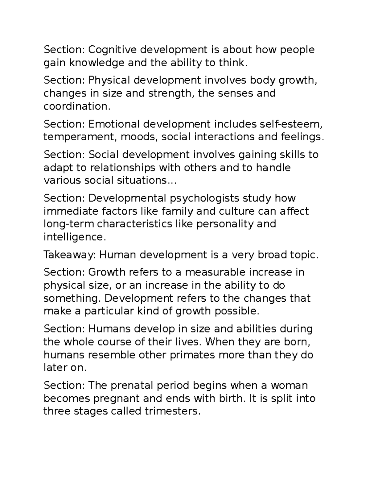 People develop physically, behaviorally, cognitively, and emotionally ...