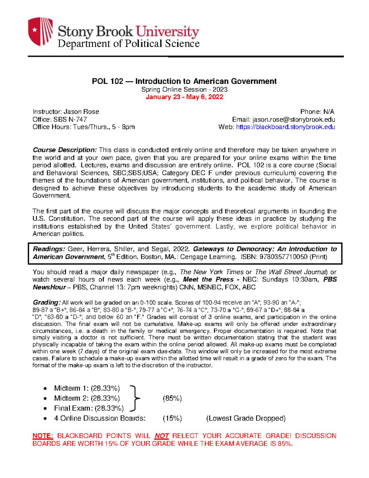 POL 102 Syllabus - Department of Political Science POL 102 ...