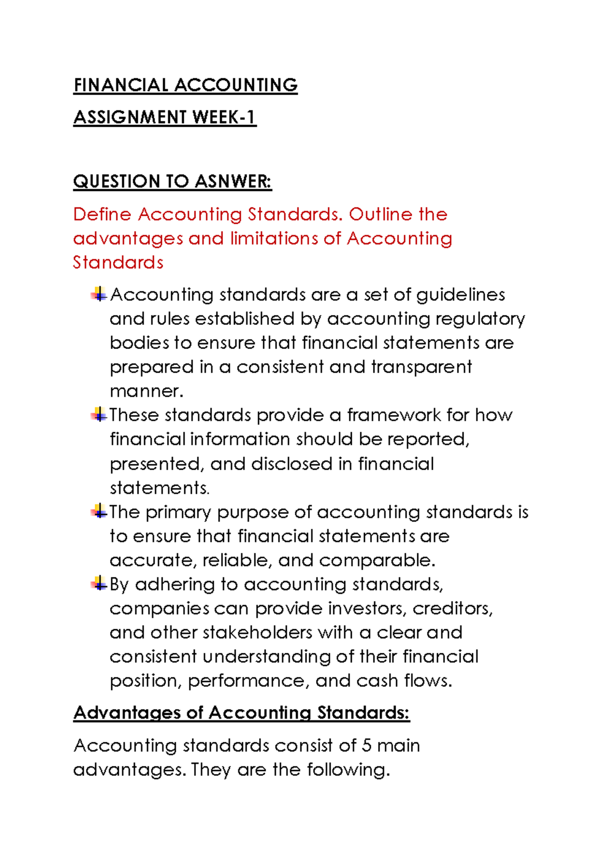 Week 1 Financial Accounting - FINANCIAL ACCOUNTING ASSIGNMENT WEEK- 1 ...