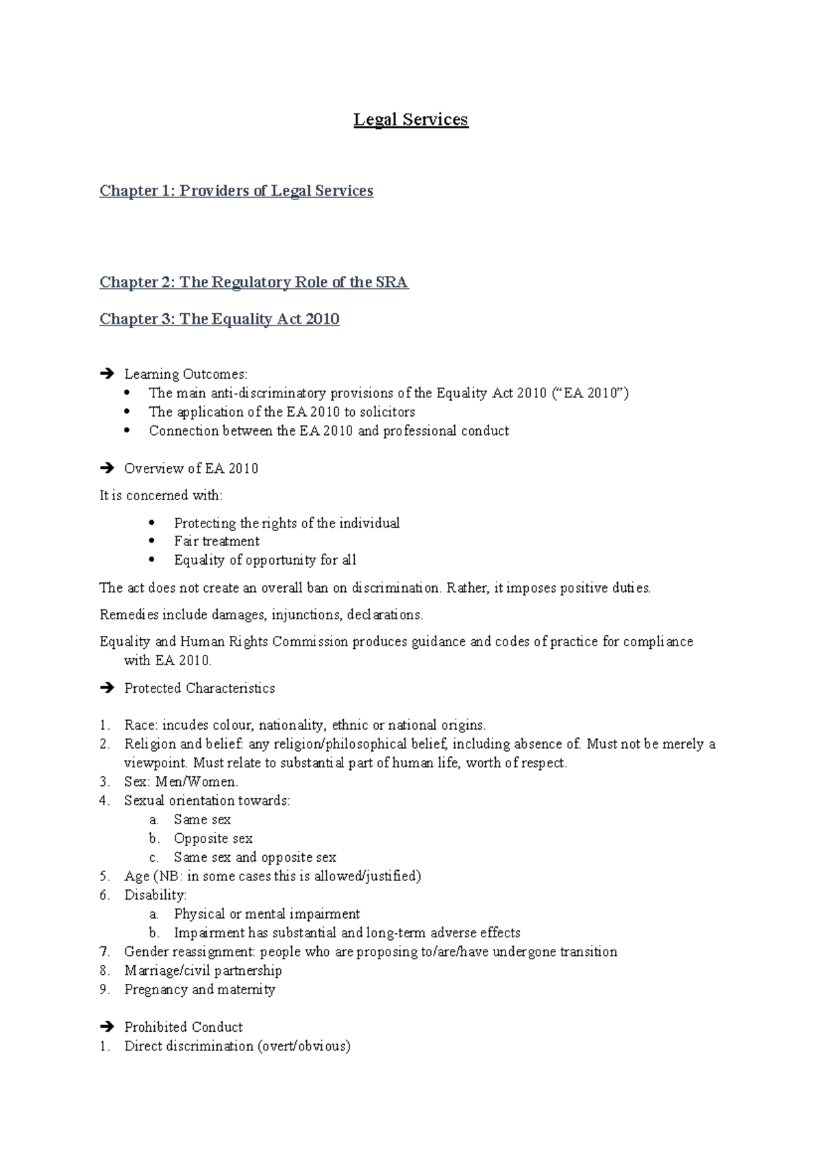 Legal Services - Summary notes - Legal Services Chapter 1: Providers of ...