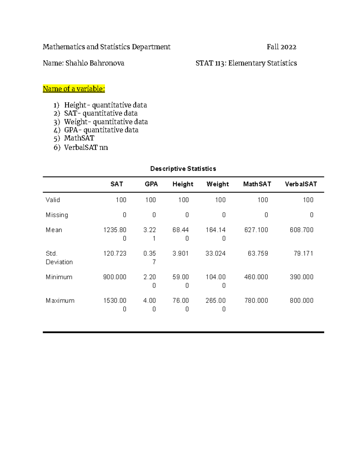 DATA DAY 2 - Stat 113 Data Day #2 - Mathematics and Statistics ...