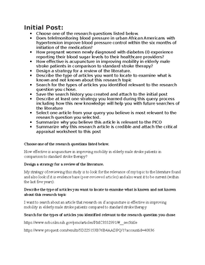 Sample pico - research pico questions - Adapted from the PICOT ...