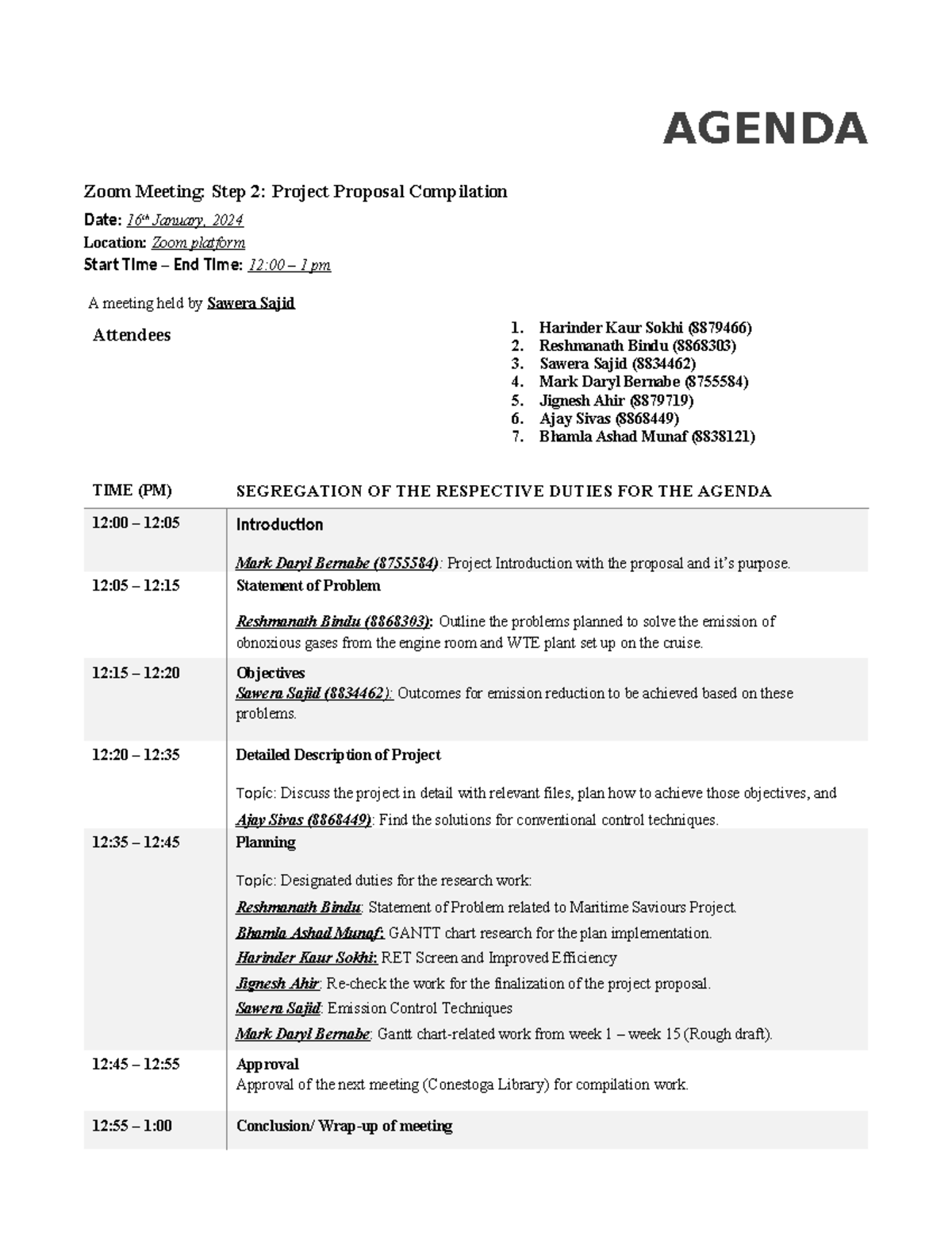 Agenda Week 2 - JHGFGHJK - AGENDA Zoom Meeting: Step 2: Project ...