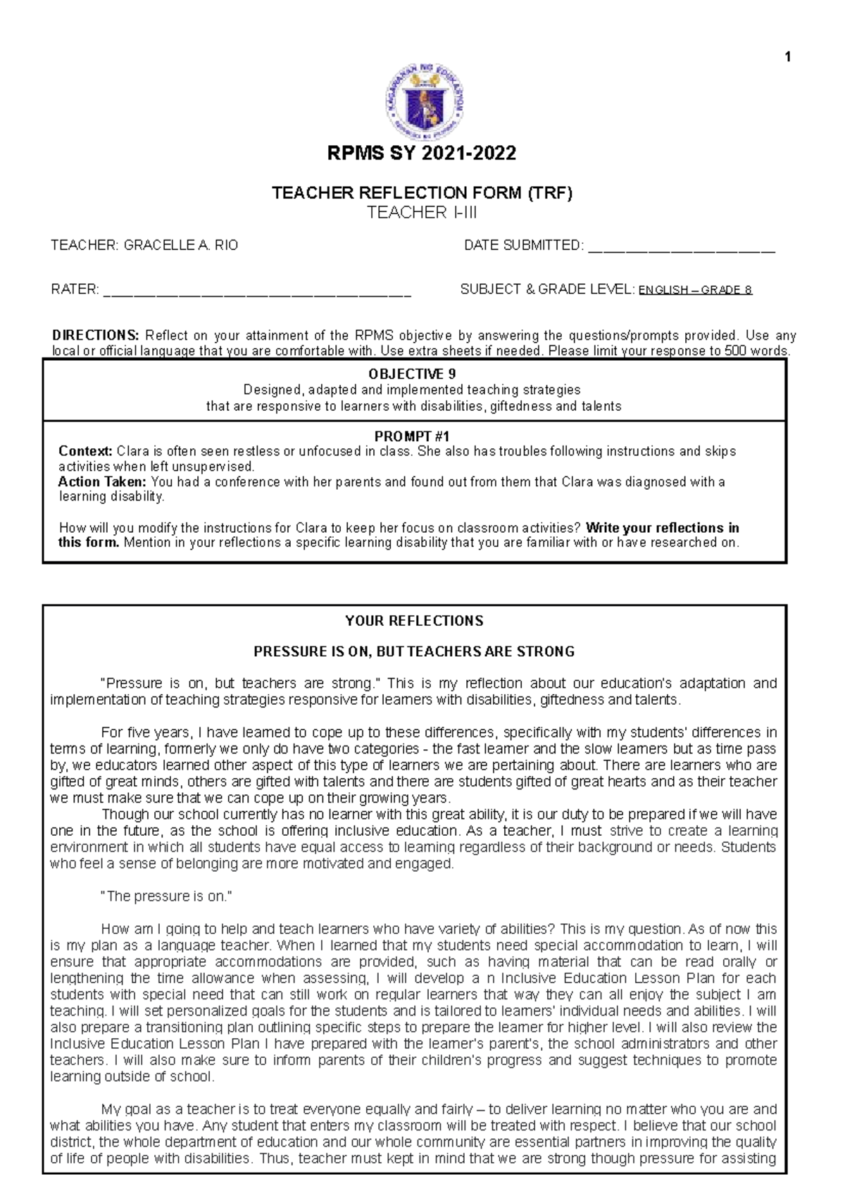 Vinas TRF word file - aaaaaaaaaaaaaaaaaaaaaaaaaaa - 1 RPMS SY 2021 ...