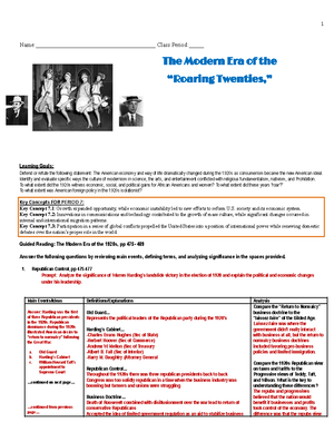 HIPP Analysis APUSH - Name: _. _______________ Period: 4A World War I ...