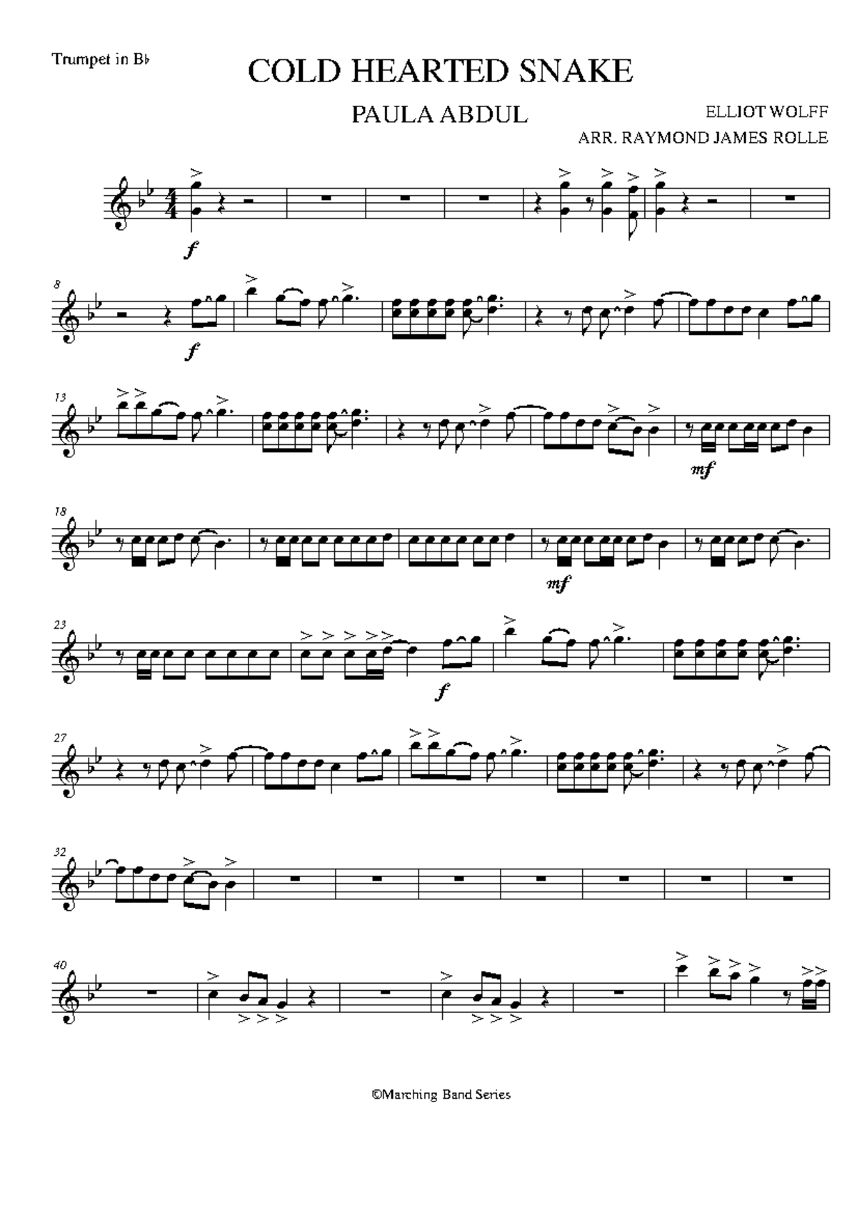 COLD Hearted Snake - Trumpet in Bb - & b b 4 4 S S > SÓ f 3 3 3 S S S ...