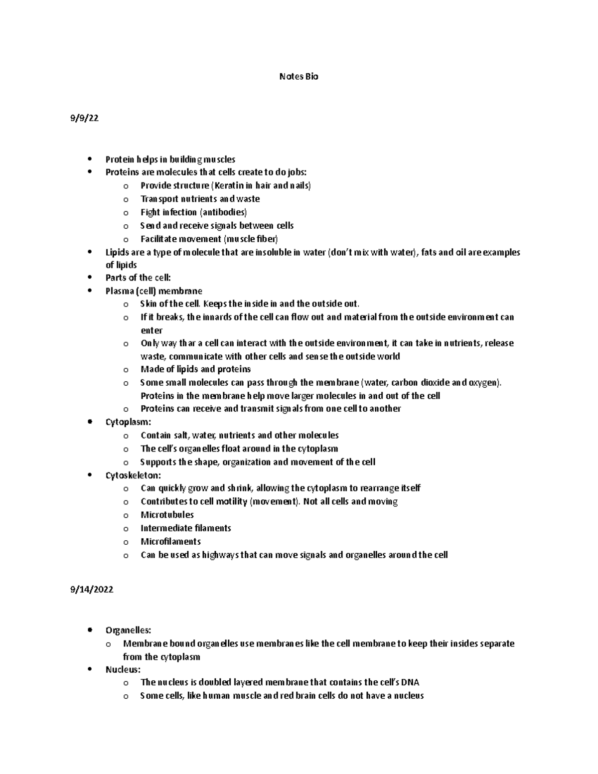 Notes Bio - Notes Bio 9/9/ Protein helps in building muscles Proteins ...