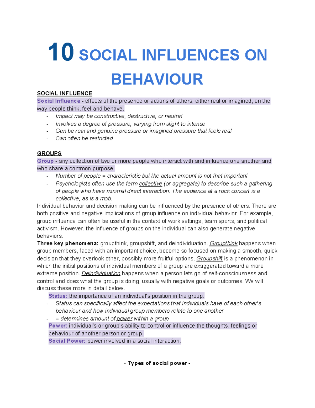 Psychology 10 Social Influences On Behaviour - 10 SOCIAL INFLUENCES ON ...