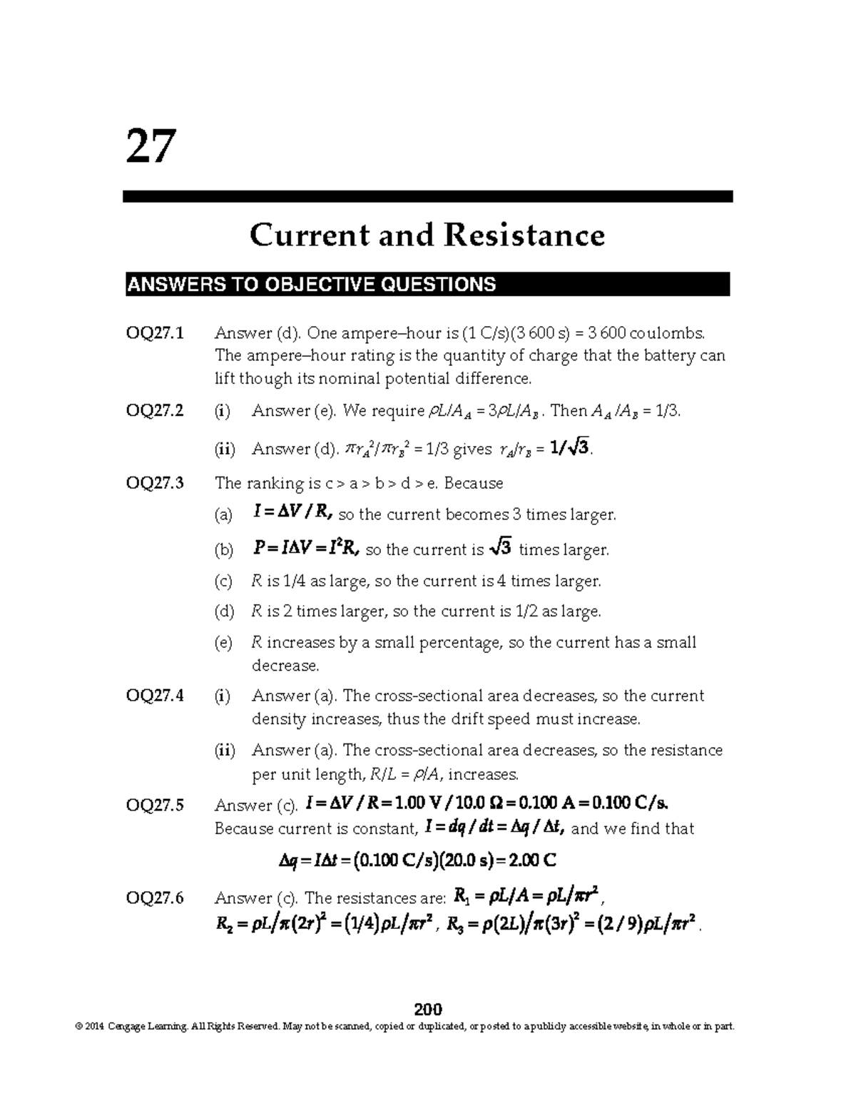 Ch27-answers-Serway - answers to textbook questions - 200 27 Current ...