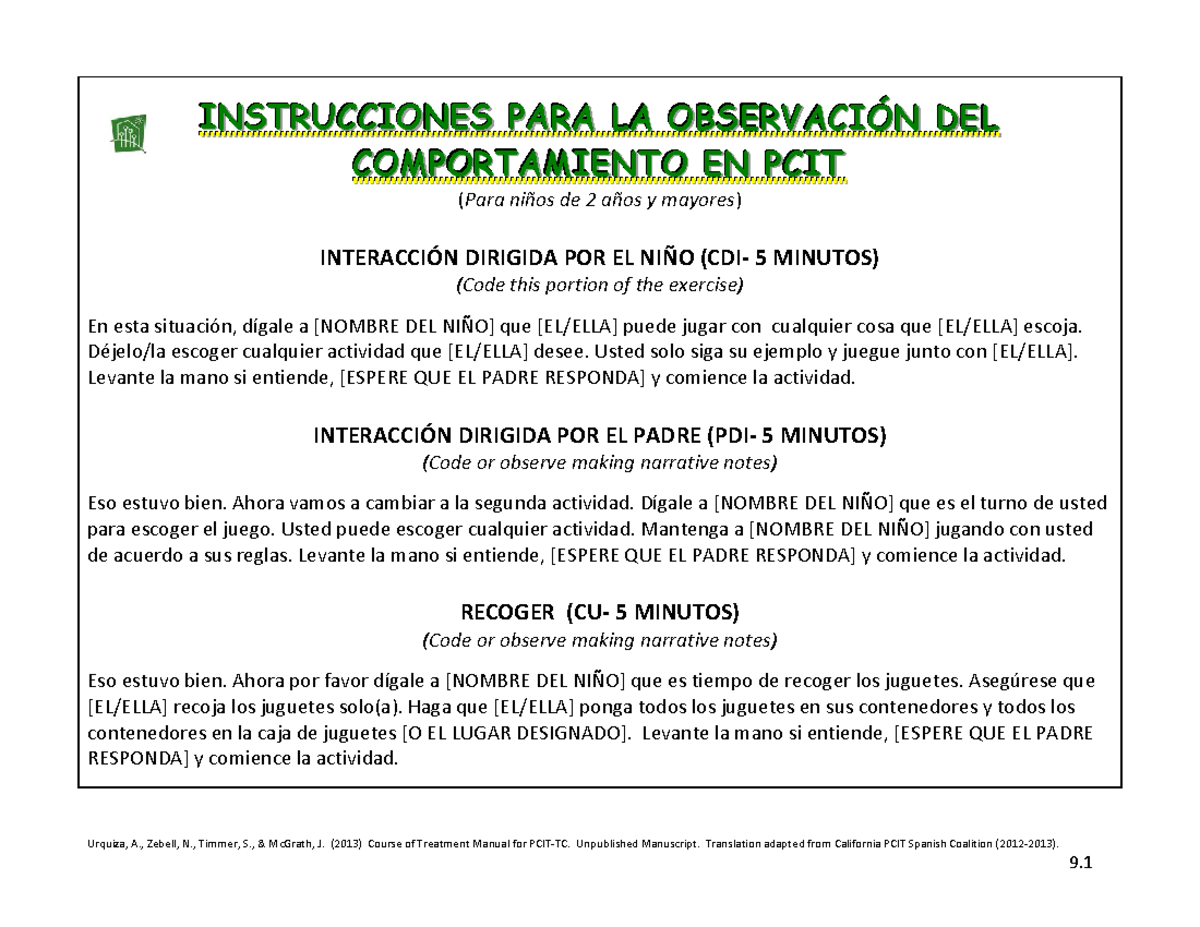 GUÍA PCIT - Manual para la interveción padres e hijos - Urquiza, A ...