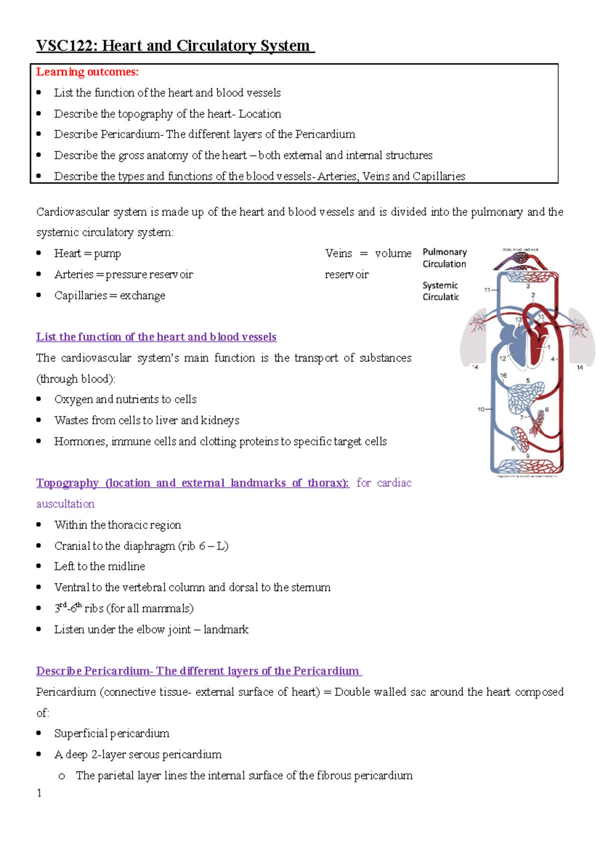 4. Circulatory System - VSC122: Heart and Circulatory System Learning ...