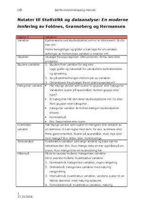 Grønmo notater Metode eksamen - Grønmo – gjennomgang Kapittel 4 – problemstillingen Hensikt ...
