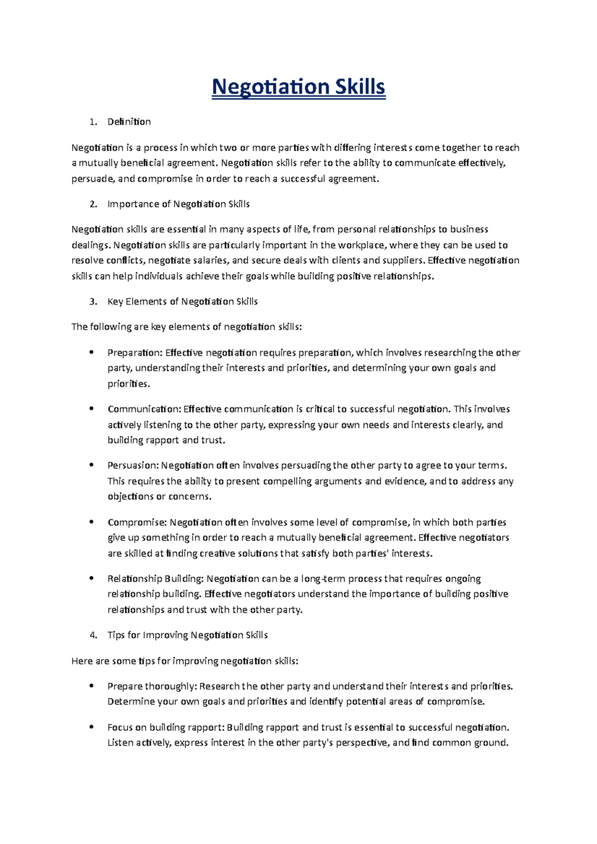 Negotiation Skills - Negotiation Skills Definition Negotiation is a ...