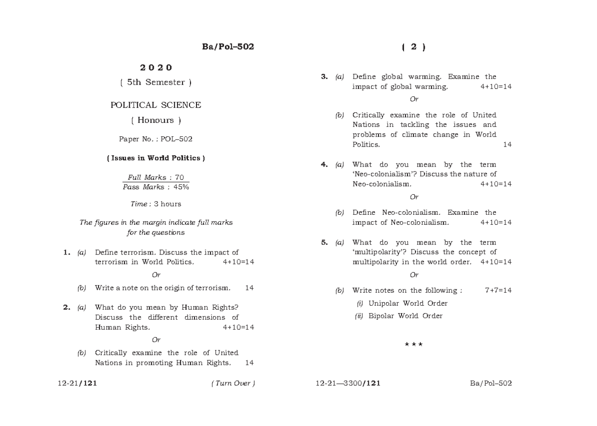 POL-502-2020 - Detailed pdf - Ba/Pol– 2 0 2 0 ( 5th Semester ...