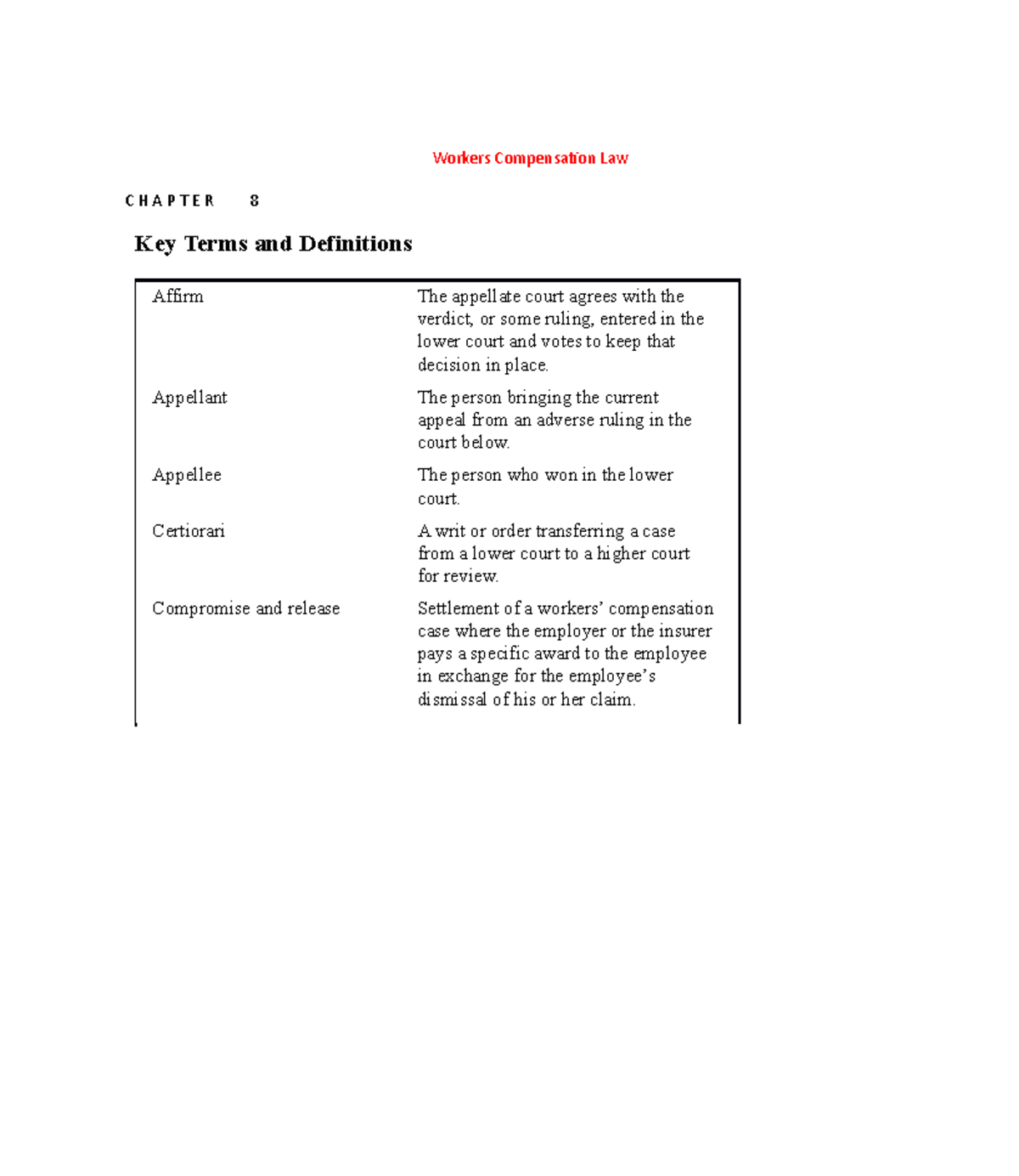 Ch08 Workers Compensation Law - Workers Compensation Law C H A P T E R ...