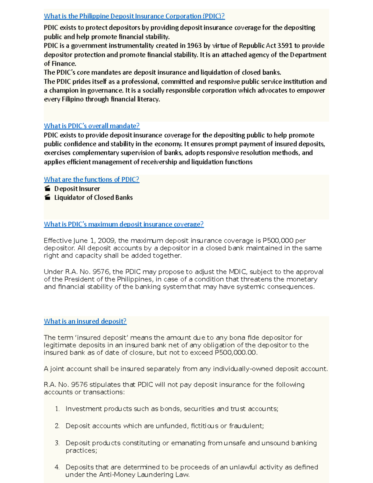 PDIC factual information - What is the Philippine Deposit Insurance ...