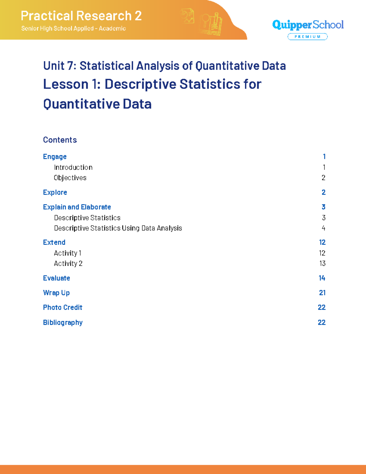 Descriptive Statistics for Quantitativee Data - Unit 7: Statistical ...