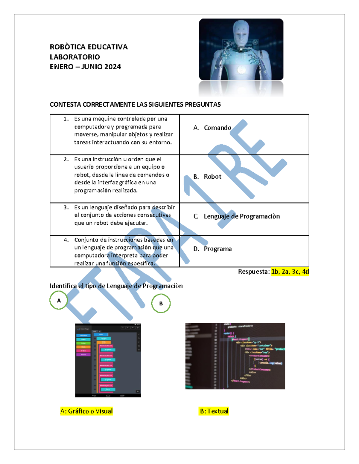 Laboratorio de robotica - ROBÒTICA EDUCATIVA LABORATORIO ENERO – JUNIO ...