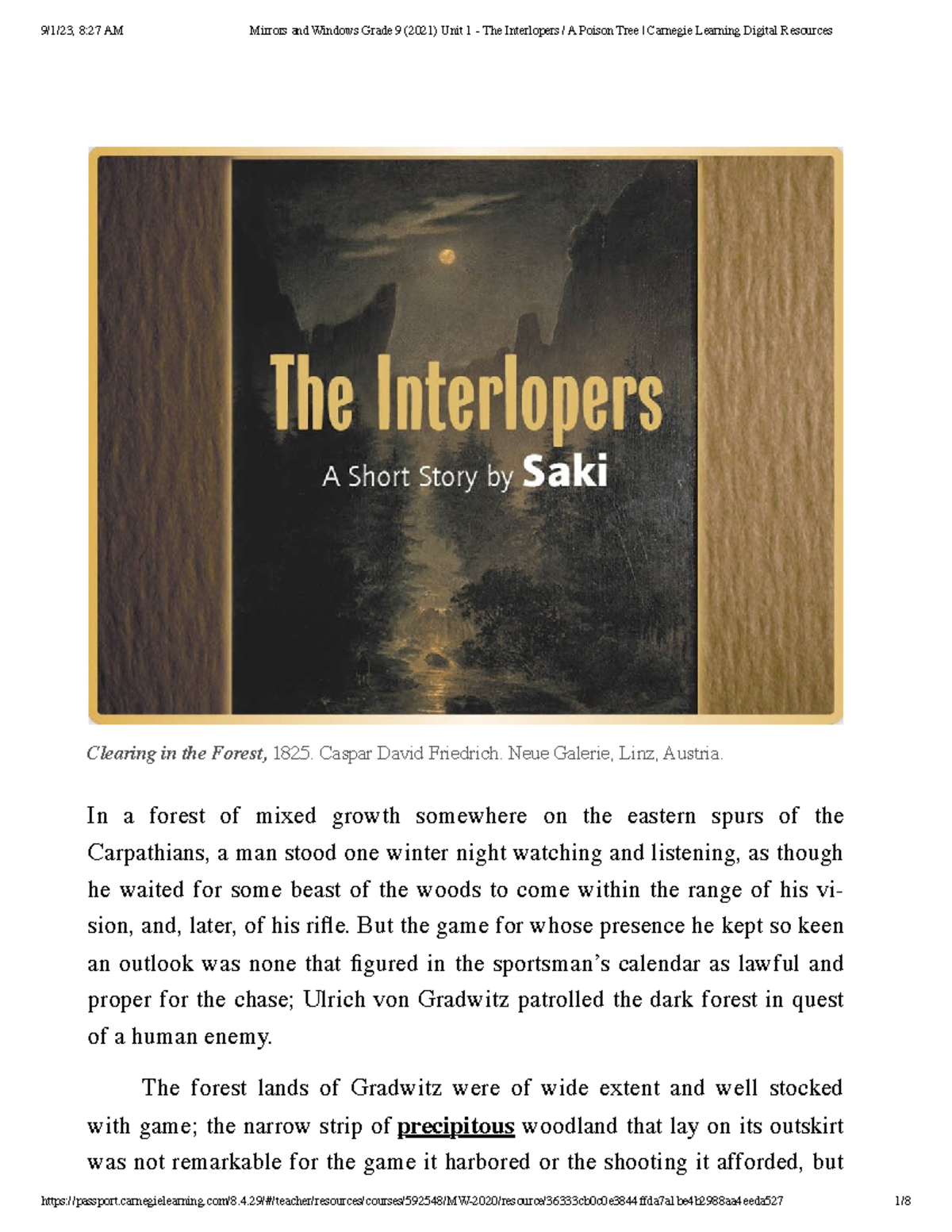 The+Interlopers - Good story - Clearing in the Forest, 1825. Caspar ...