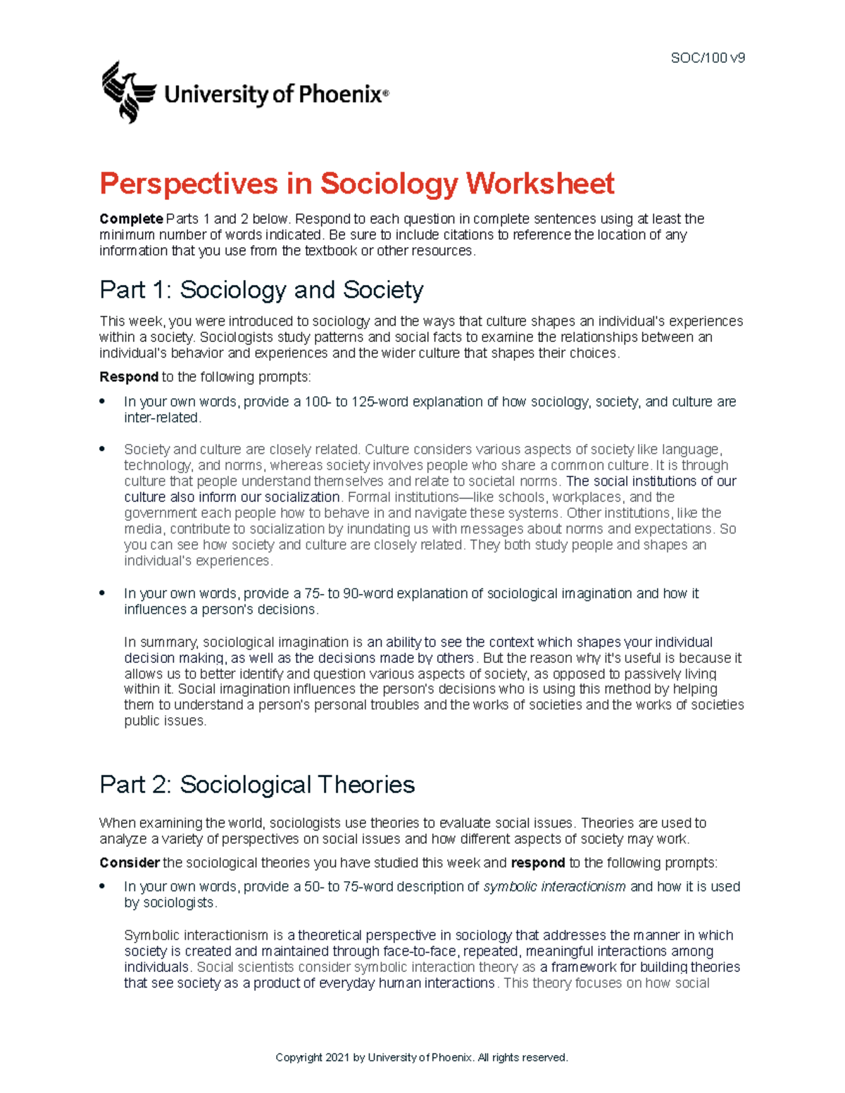 Soc100 v9 wk1 perspectives in sociology worksheet - SOC/100 v ...