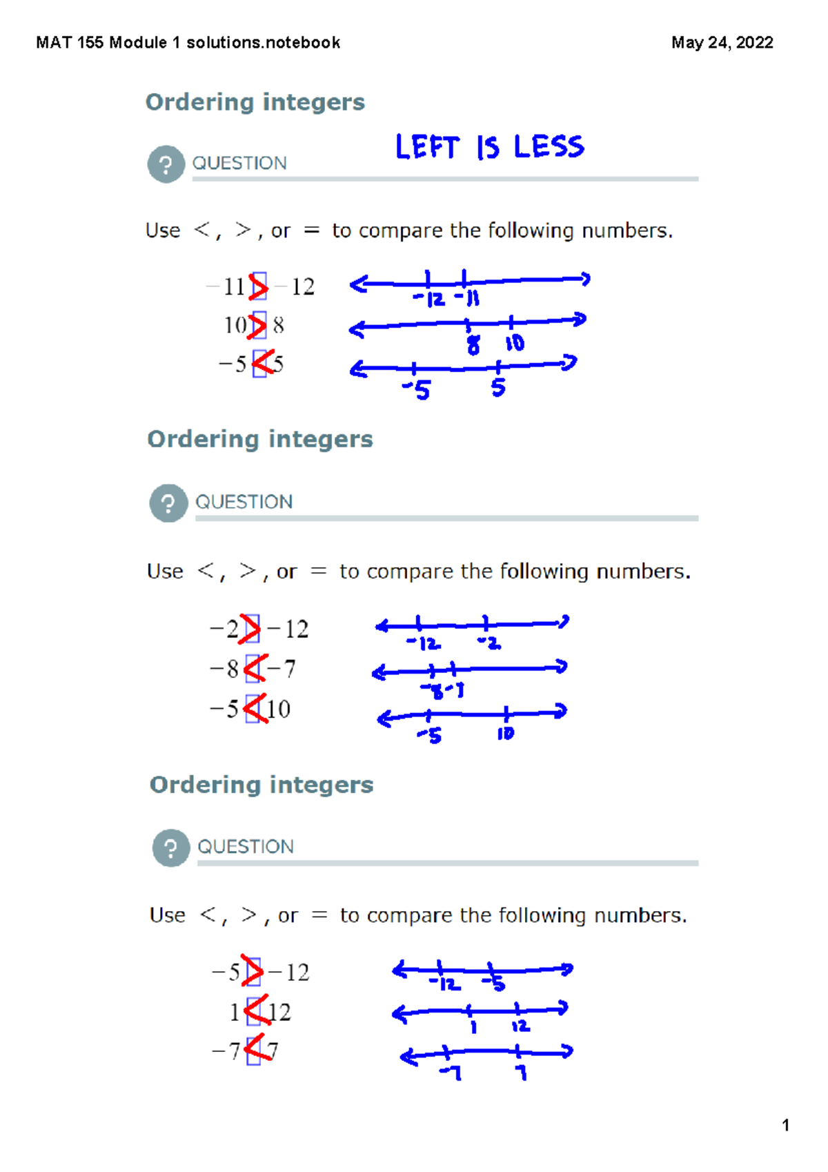 MAT 155 Module 1 Solutions - MTT105 - Studocu