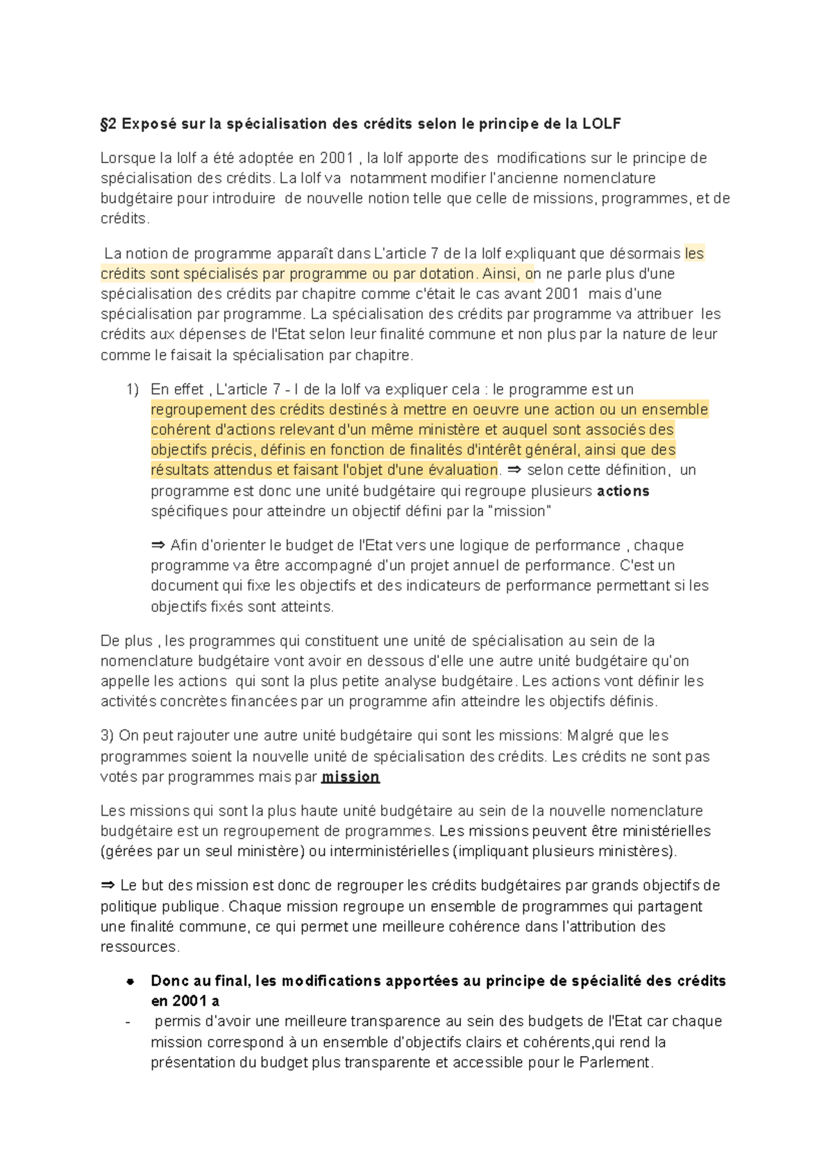 §2 Exposé sur la spécialisation des crédits selon le principe de la ...